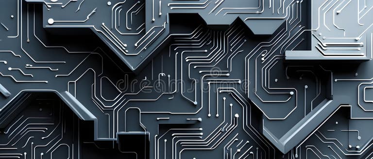 Interlocking Geometric Shapes that Morph into Circuits Stock ...