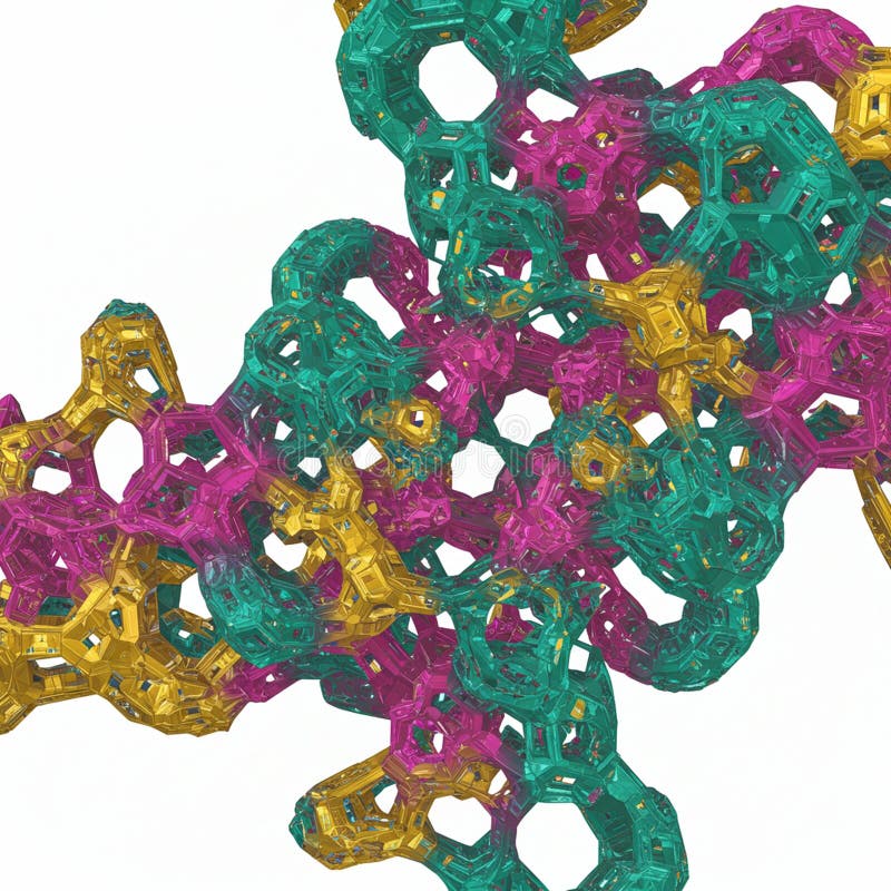 Interlocking Geometric Structures in Vibrant Green, Pink, and Yellow ...