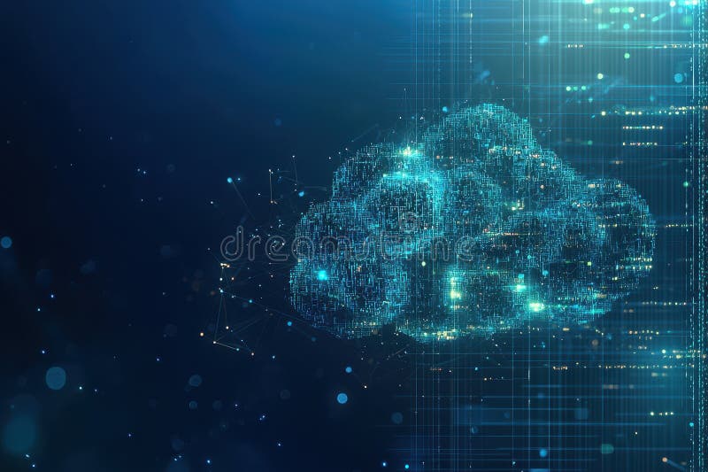 Interlocking, Glowing Geometric Shapes Forming a Stylized Cloud Against ...