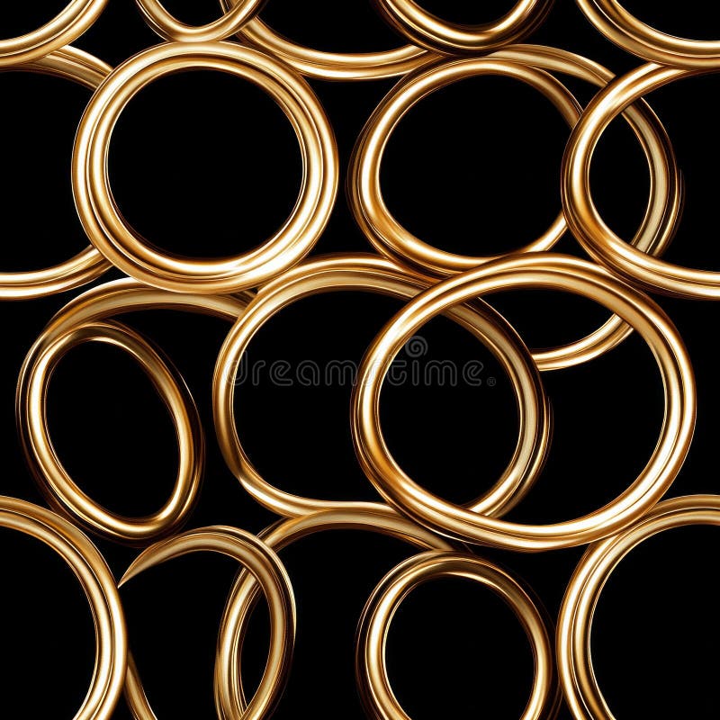 Interlocking Gold Rings on Black Background Creating a Luxurious ...