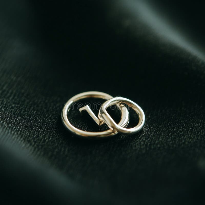 Interlocking Gold Rings on Smooth Dark Fabric Background Stock Photo ...