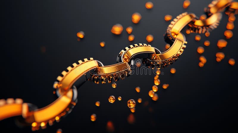 Interlocking Gold and Silver Chain Links with Glowing Particles on a ...