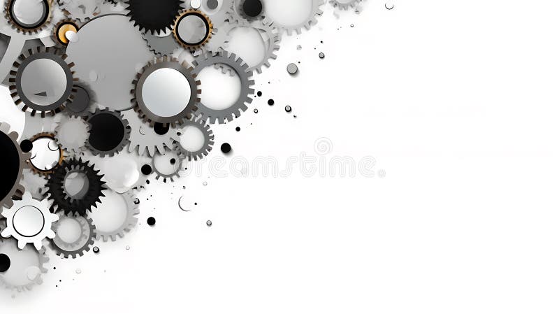 Interlocking Grey and Black Cog Wheels on White Background Stock ...