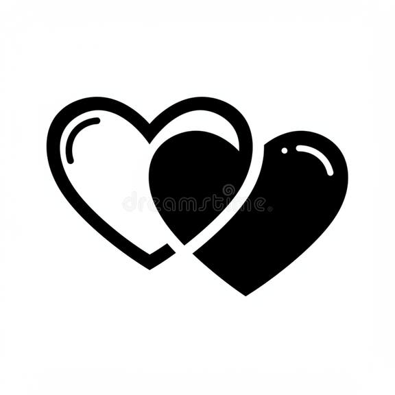 Interlocking Heart Shapes with a Minimalist Design. One Heart is Solid ...