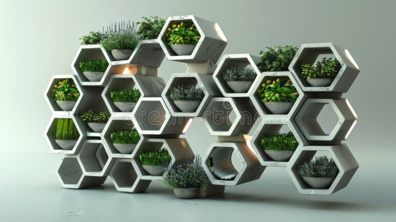 Interlocking Hexagonal Plant Stands for a Unique Display Stock Photo ...