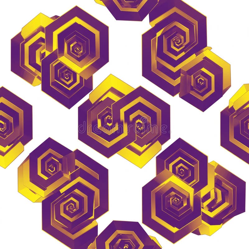Interlocking Hexagonal Spirals in Vibrant Shades of Purple and Yellow ...