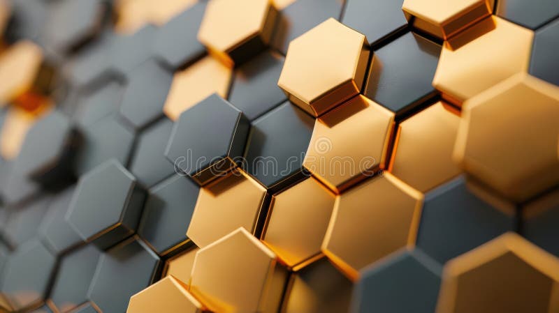 Interlocking Hexagons with a Metallic Sheen in an Abstract Pattern ...