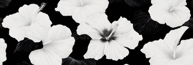 Interlocking Hibiscus Flower Pattern with African Designs in Black and ...