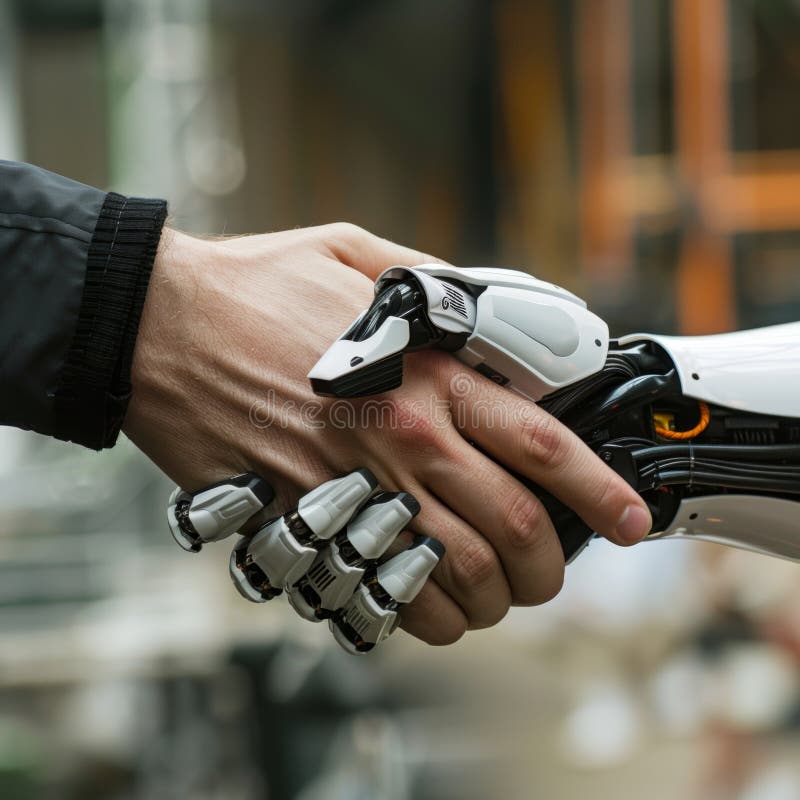Human and Robot Handshake Blending Biology and Technology Generative Ai ...