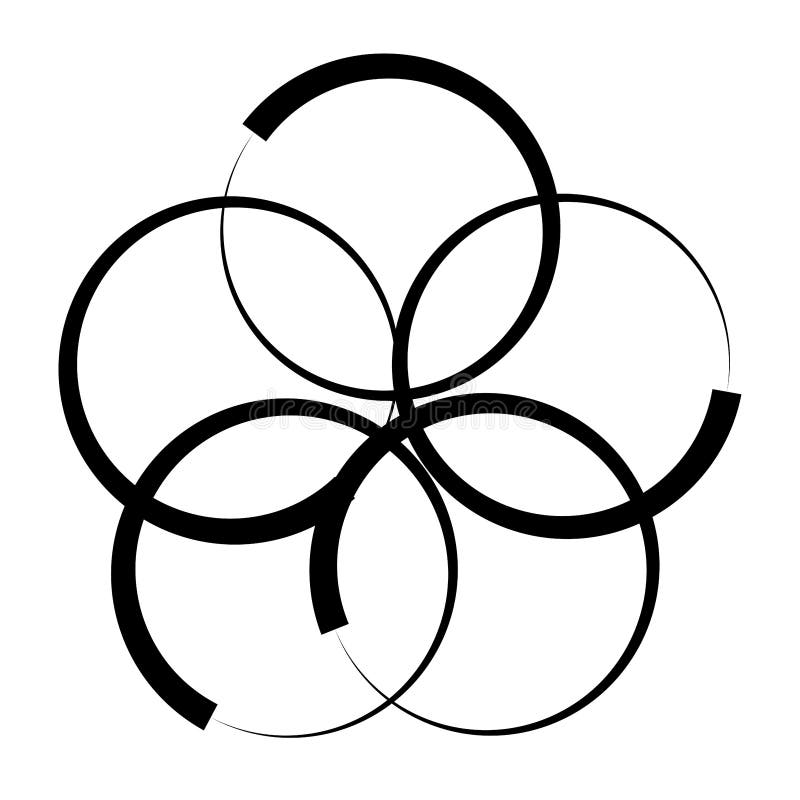 Interlocking, Interlace Circles Circular Geometric Icon, Logo Stock ...