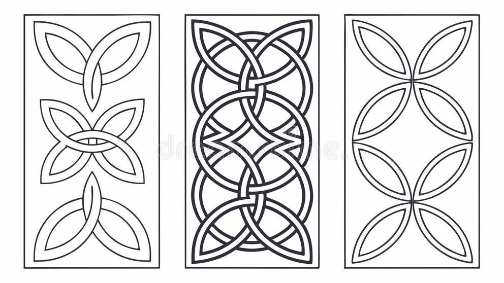 Interlocking Knotwork and Leaf Patterns, Celtic Inspired Design, Vector ...