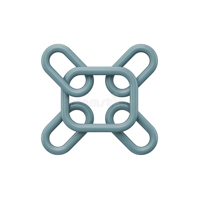 Interlocking Links Forming Square Shape, Connecting Elements, Teal ...