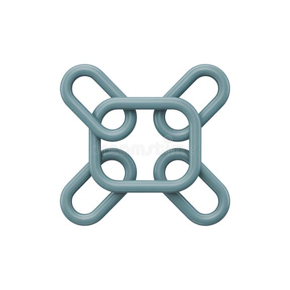 Interlocking Links Forming Square Shape, Connecting Elements, Teal ...