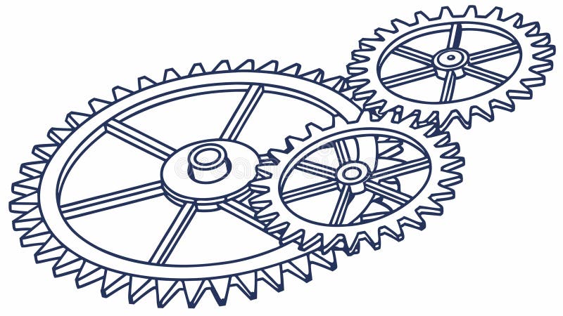 Interlocking Machine Gears Icon, Teamwork Concept Art, Vector Design ...