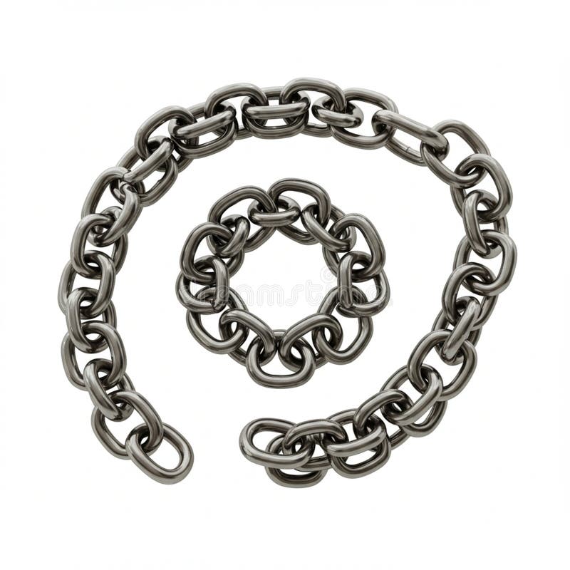 Interlocking Metal Chain Links are Arranged in a Spiral Pattern on a ...