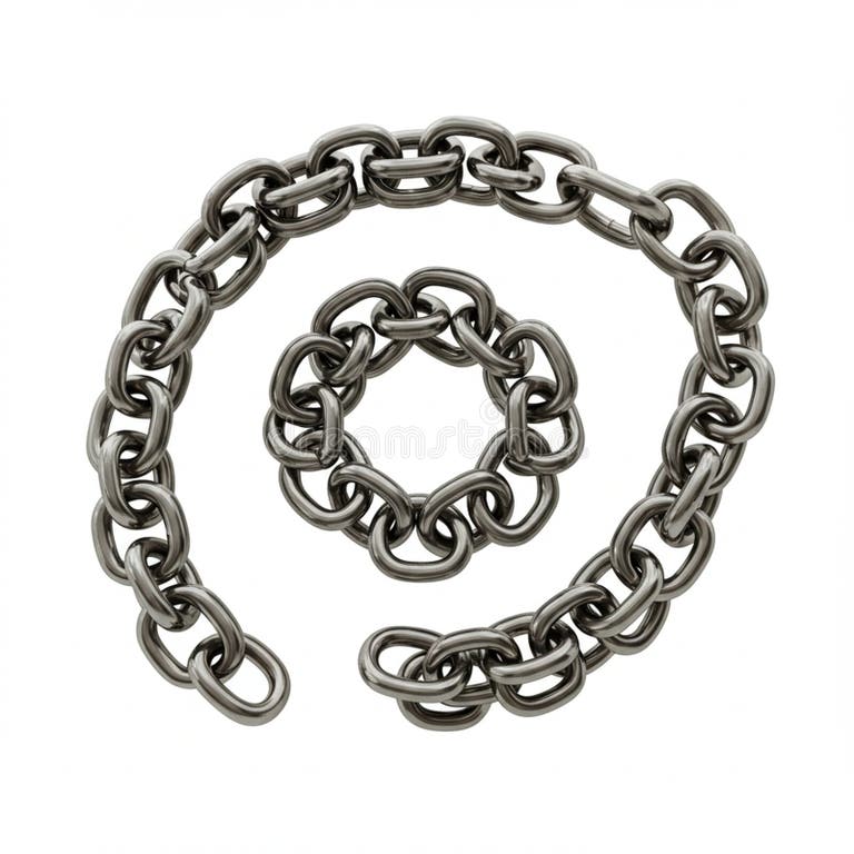 Interlocking Metal Chain Links are Arranged in a Spiral Pattern on a ...