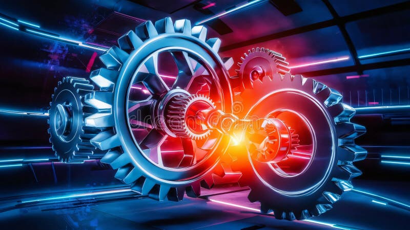 Interlocking Metal Gears, Abstract Technology High Quality Image Stock ...