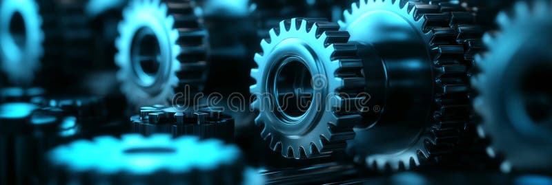 Interlocking Metal Gears and Machinery Components in Close-Up View ...