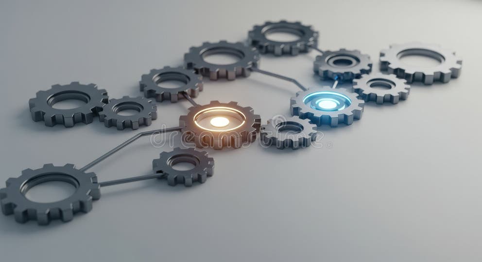 Interlocking Metal Gears Network Mechanism Stock Illustration ...