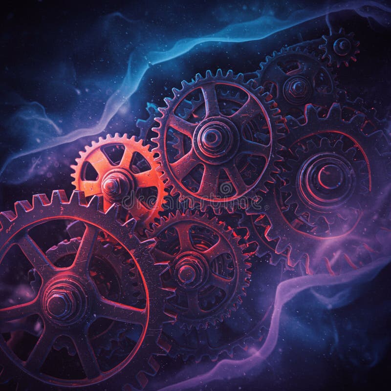 Interlocking Metal Gears in Varying Sizes Create an Intricate ...