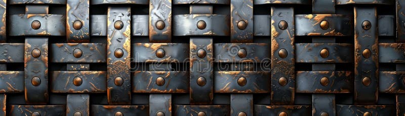 Interlocking Metal Strips with Rivets, Creating a Textured Background ...