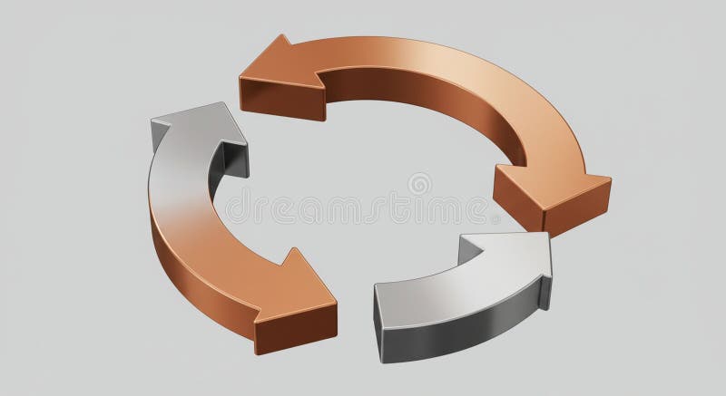 Interlocking Metallic Arrows Form a Circular Pattern, with Alternating ...