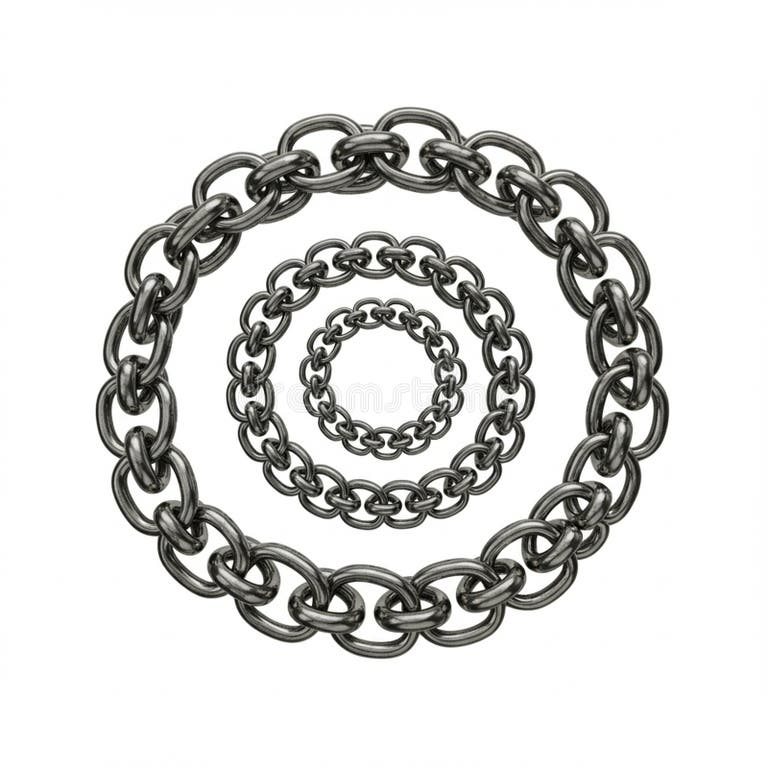 Interlocking Metallic Chains are Arranged in Concentric Circles, Each ...