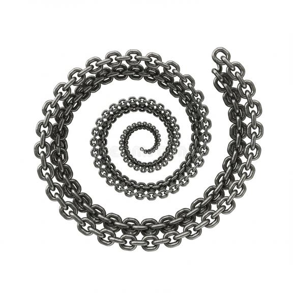 Interlocking Metallic Chains Form a Spiral Pattern on a White ...