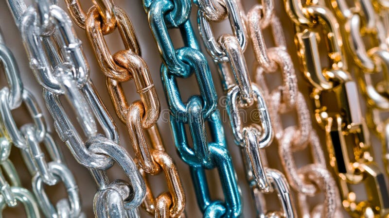 Interlocking Metallic Chains Texture Silver Copper Blue and Gold ...