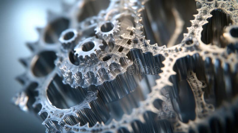 Interlocking Metallic Cogs in Abstract Design Stock Illustration ...