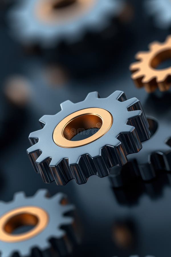 Interlocking Metallic Gears in Corporate Concept, Showcasing ...