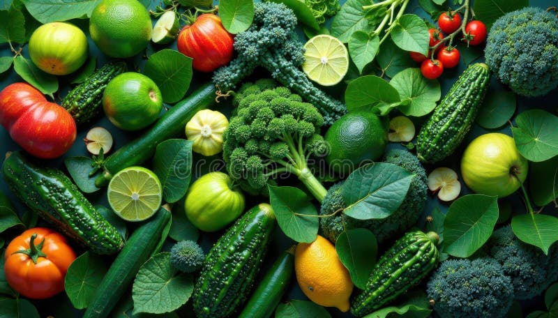 Interlocking Natural Elements Creating a Natural Pattern , Green ...