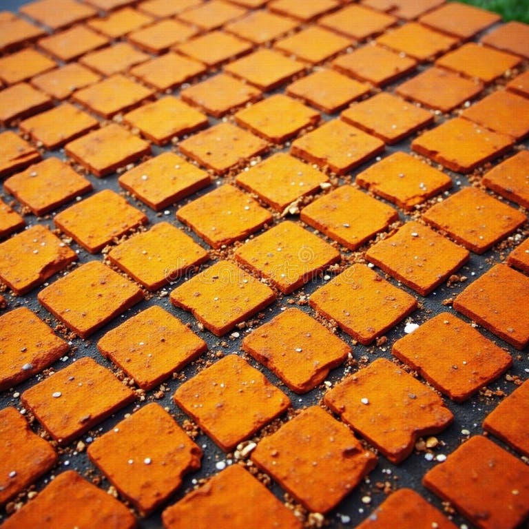 Interlocking Orange Brick Pathway, Repeating Design, Orange Bricks ...
