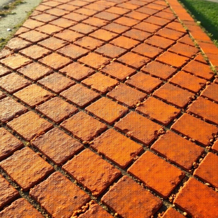 Interlocking Orange Brick Pathway, Repeating Design, Shadow, Background ...