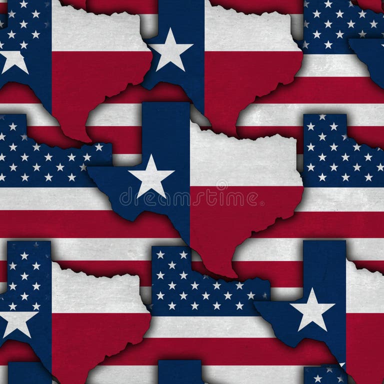 Interlocking Outlines of the Texas State Map are Filled with Elements ...