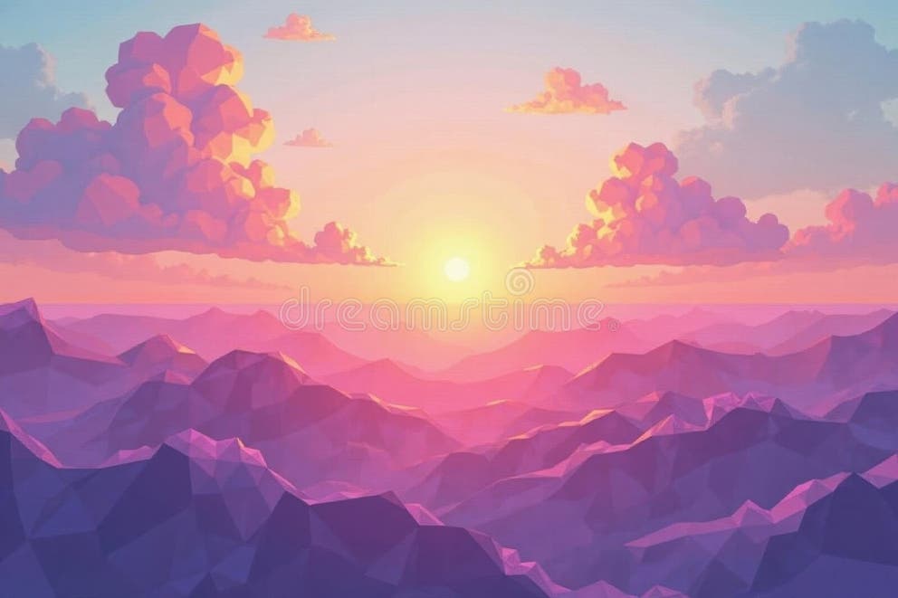 Interlocking Pastel Polygons, Diffused Sunset Light , Clean, Shapes ...