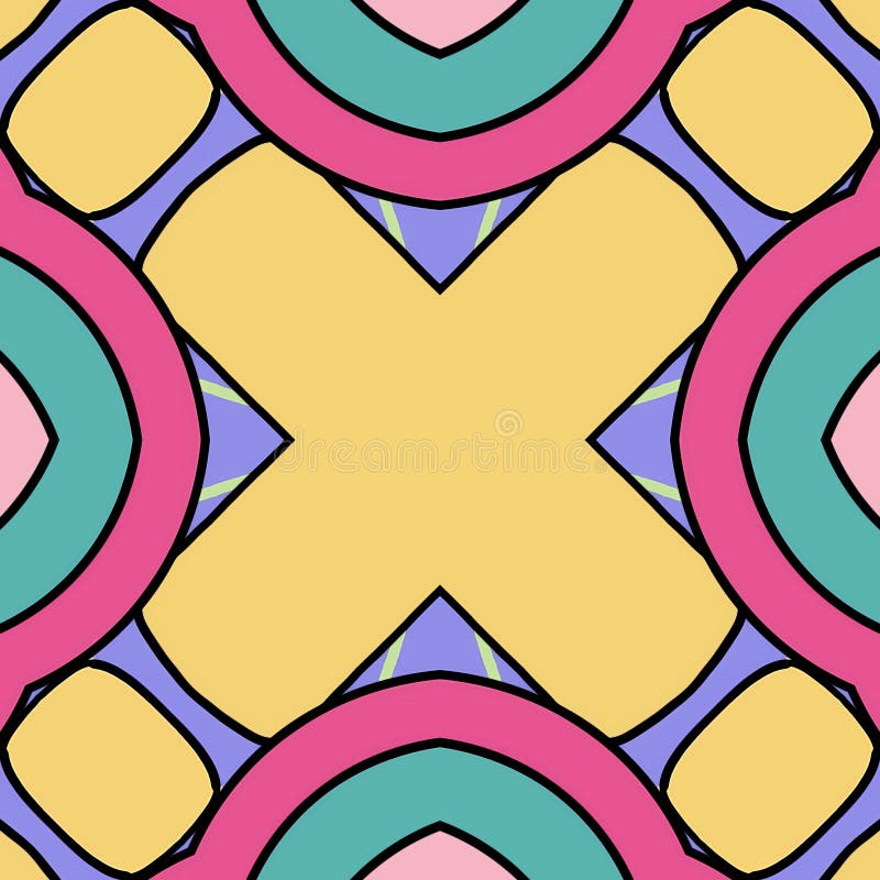 Interlocking Patterns with Vibrant Colors and Central Cross Stock ...