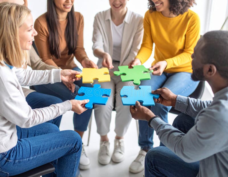 Interlocking Puzzle Pieces of Diverse Colors and Textures Represent ...