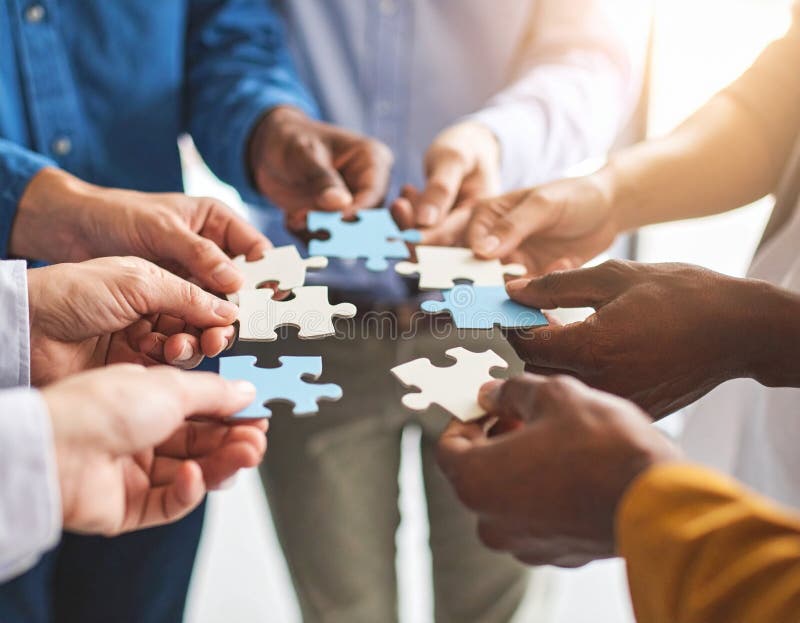 Interlocking Puzzle Pieces of Diverse Colors and Textures Represent ...