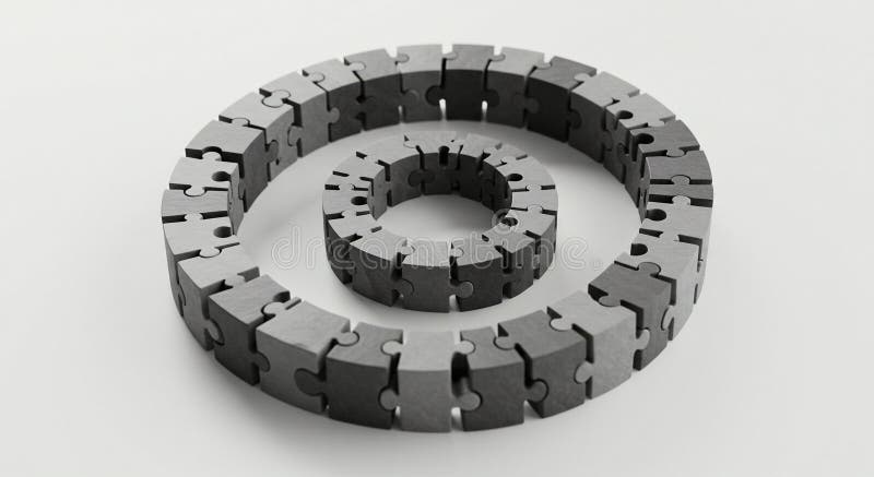 Two Concentric Circles Formed by Interlocking Gray Puzzle Pieces on ...