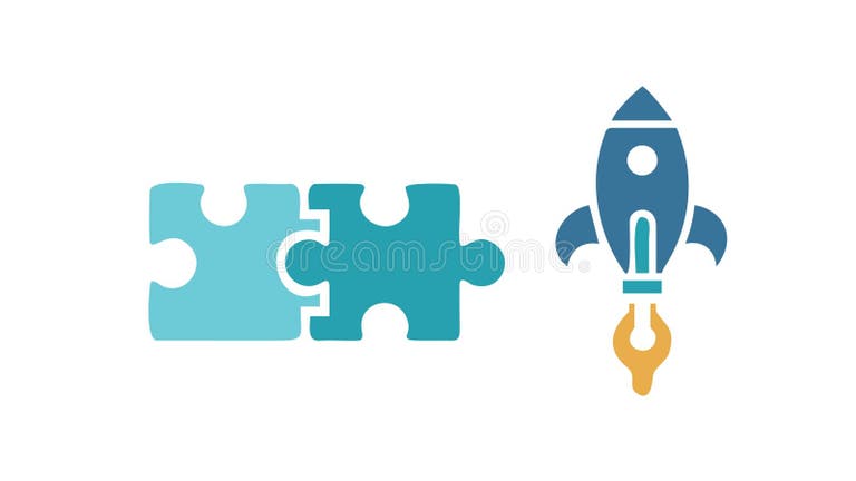 Interlocking Puzzle Pieces and Rocket, Symbolizing Collaborative ...