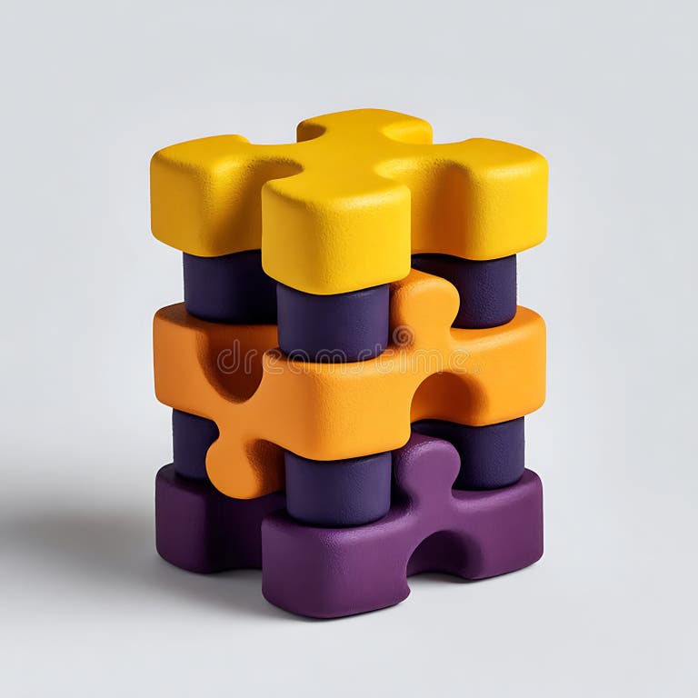 Interlocking Puzzle Pieces Stacked Vertically in Yellow Orange and ...