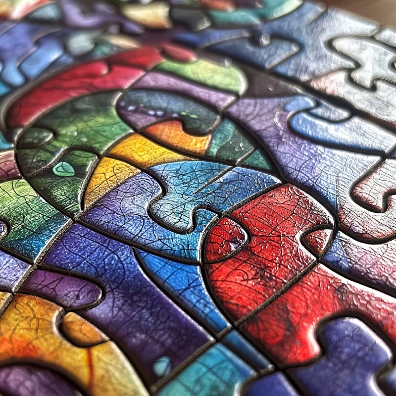 Interlocking Puzzle Pieces with Vibrant Hues and Textures. Stock Image ...