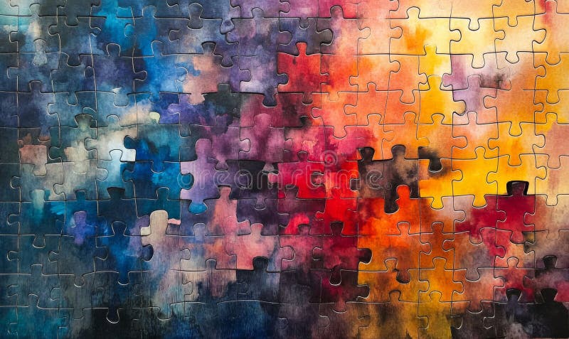 Interlocking Puzzle Pieces with a Watercolor Texture, Symbolizing ...