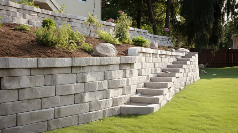 Interlocking Retaining Wall Stock Image - Image of protection ...