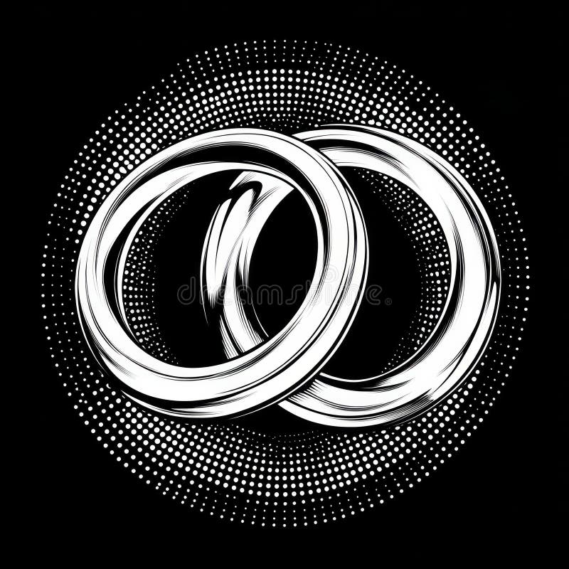 Interlocking Rings with Abstract Circular Dot Background Design Stock ...