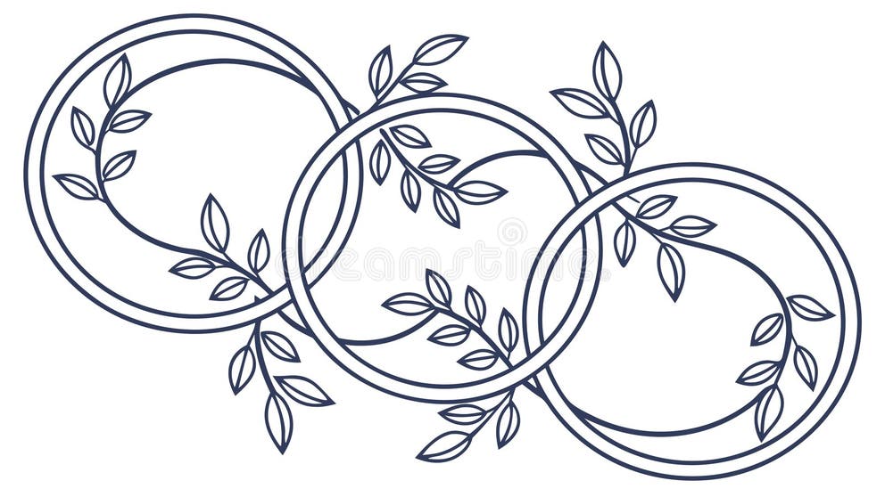 Interlocking Rings with Olive Branches, a Symbol of Peace, Vector ...