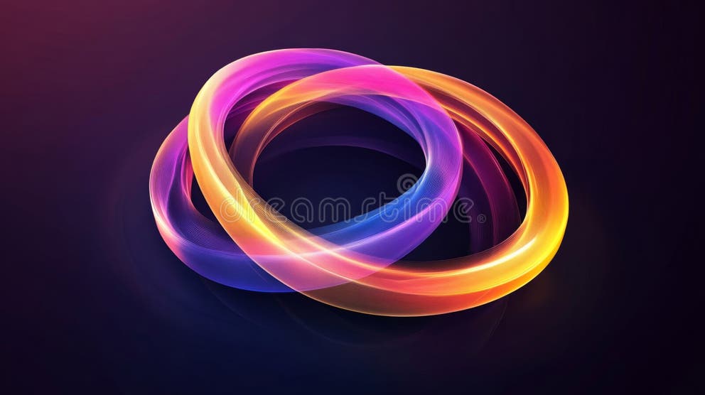 Interlocking Rings with Textured Surface on Dark Backdrop with Purple ...