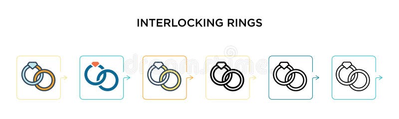 Interlocking Rings Vector Icon in 6 Different Modern Styles. Black, Two ...