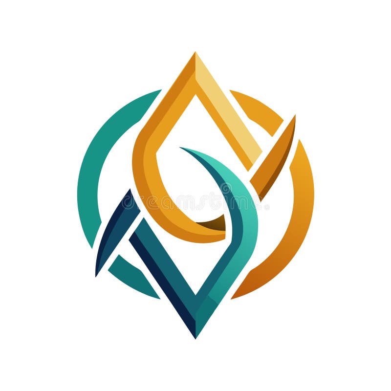 Interlocking Shapes Logo Design with Teal Circle and Golden Waterdrop ...